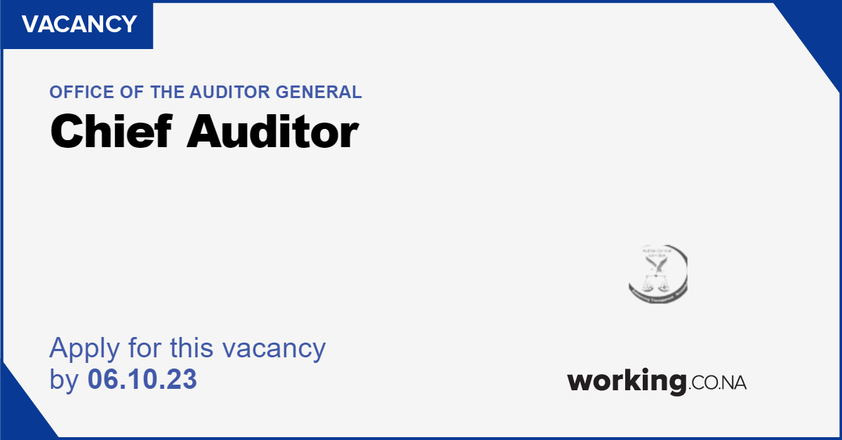 Office of The Auditor General: Chief Auditor, Windhoek - Working.co.na