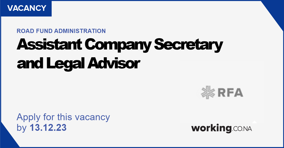 Road Fund Administration: Assistant Company Secretary and Legal Advisor ...